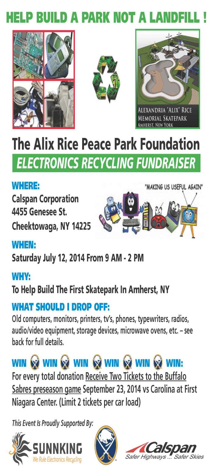 Calspan Electronics Recycling Fundraiser for the Alix Rice Peace Park ...